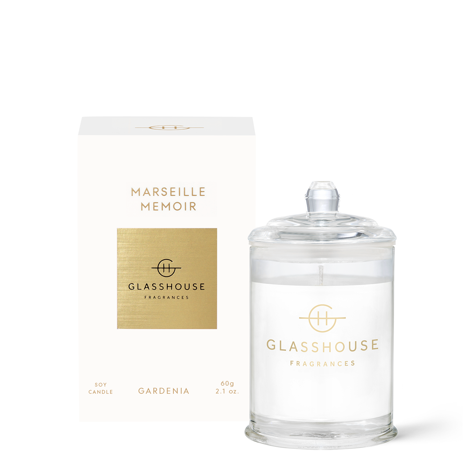 GLASSHOUSE FRAGRANCES Marseille Memoir 60g Triple Scented Soy Candle ...
